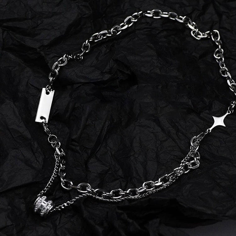 Powerful Rolo Double Chain with Wheel Pendant - Jewelry for Men ...